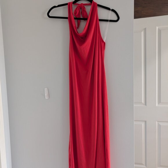 Sincerly Jules | Dresses | Sincerely Jules Orange Red Halter Top Dress ...